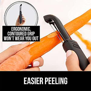 Gorilla Grip Cutting Board Set of 3 and Vegetable Peeler, Both in Black Color, Cutting Boards are Dishwasher Safe, Peeler Has Swivel Blade,