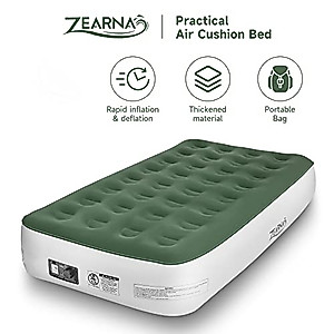 Zearna Twin Air Mattress with Built in Pump 13 Inch Inflatable Mattress for Tent Camping, Home Guest Bed - Adjustable Blow Up Mattress - Easy to Inflate (Twin Size) 75L x 39W x 13T