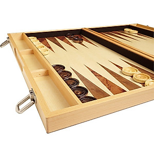 18” Wood Backgammon Set - Olive Wood - Attache Case