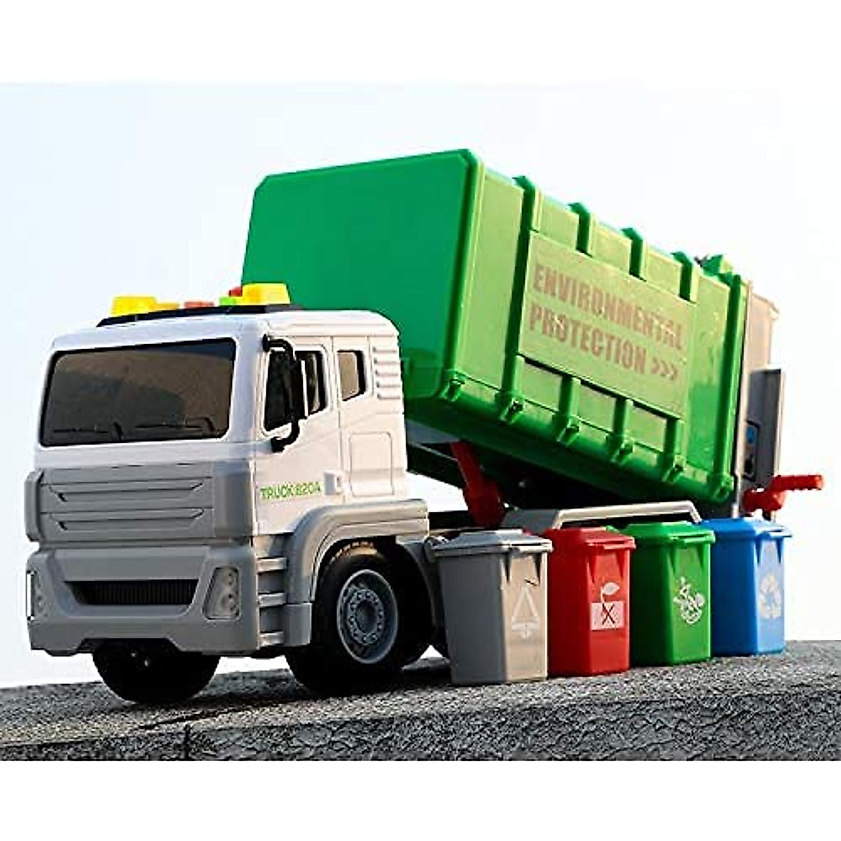 Garbage Truck Toys for Boys & Girls - Trash Truck Toys with Lights & Sounds Includes 4 Toy Garbage Cans, 40 Garbage Recycling Sorting Cards. Educational Toys for Toddlers & Kids Ages 3 4 5 6+