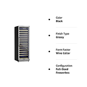 ROVRAk Advanced 24 inch Wine Cooler Refrigerator, 154 Bottle Large Capacity Frost Free Wine Fridge, Fashion Arc Handle with Digital Temperature Control Screen…