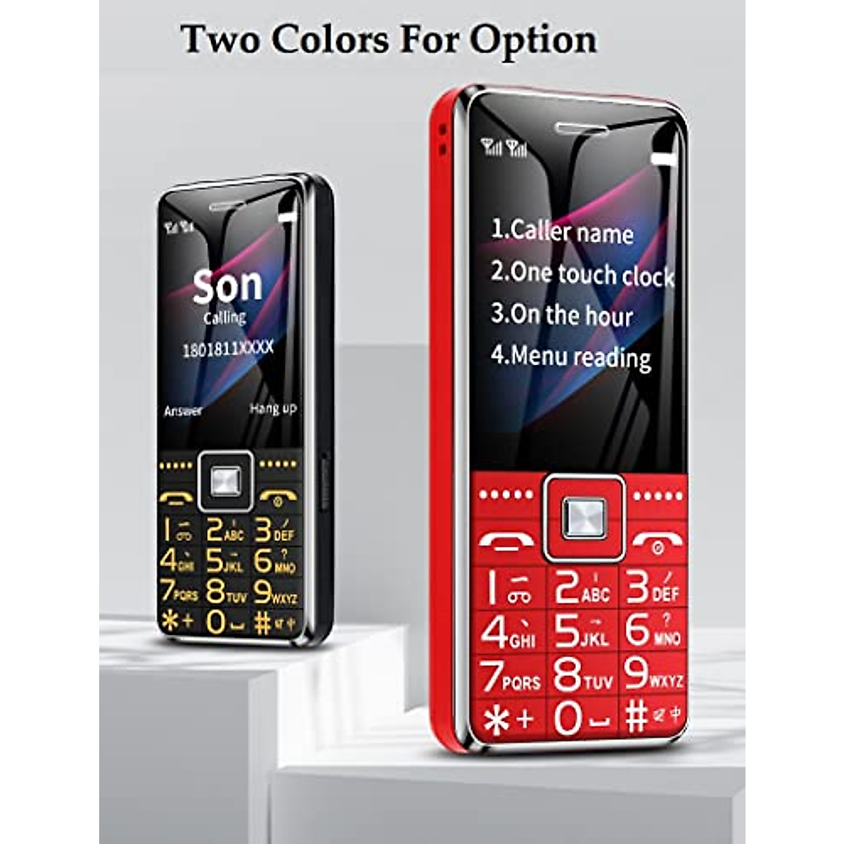 Unlocked GSM Big Button Feature Cell Phone for Elderly, 2.4" Screen Dual SIM 6800mAh Battery SOS Key Mobile Phone Easy to Use (Red)