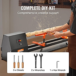 VEVOR Benchtop Wood Lathe, 14 in x 40 in, 0.5 HP 370W Power Wood Turning Lathe Machine, 4 Speed Adjustable 885/1245/1715/2425 RPM with Chisels Faceplate Plastic Handle Hex Wrench, for Woodworking