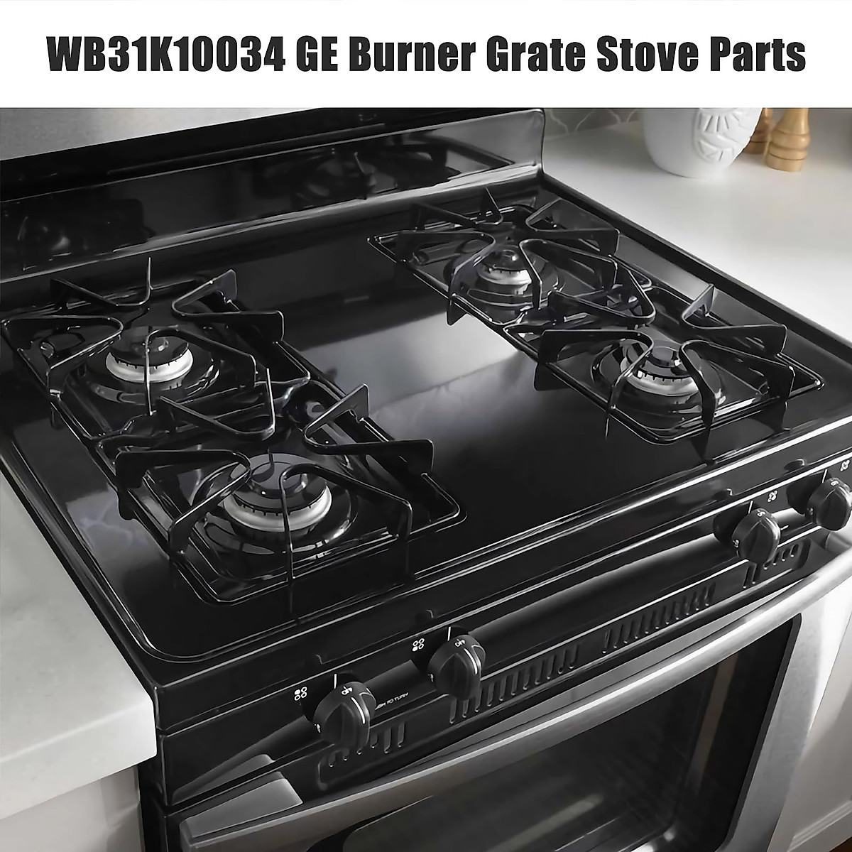 WB31K10034 Burner Grates for Gas Stoves Compatible with GE Gas Stove Range for General Electric Gas Stove Top Surface Grate Cast Iron Rack-4Pack