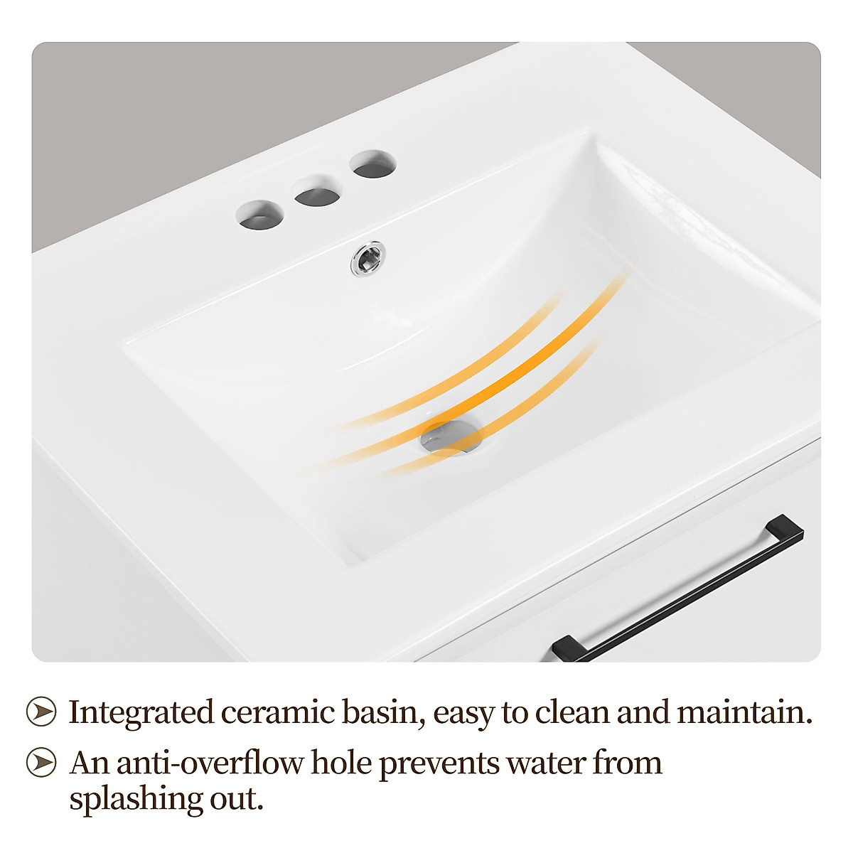 Yaheetech 24" Bathroom Vanity with Sink, Wall Mounted Bathroom Sink Cabinet with 1 Drawer and Open Shelf, Modern Clearance Bathroom Vanities with Sink Combo Set