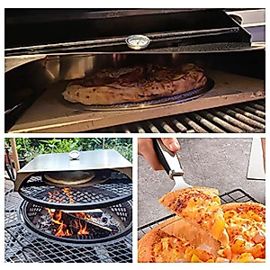 Universal Stainless Steel Grill Top Pizza Oven Kit with Pizza Stone Pizza Peel Pizza Cutter Pizza Shovel for Most Gas Grills Flat Top Grills Griddles Firepit- Set of 7 Pizza Baking Pizza Accessories