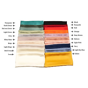 100% Pure Mulberry Silk Scarf for Women 21"Square Satin Head Hair Neck Scarves Luxury Small Lightweight Black Neckerchief