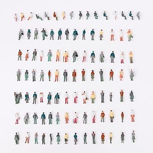 Sevender Gearbox 100PCS 1/100 Painted Figures Tiny People Model Painted Figures People Figure Layout Plastic