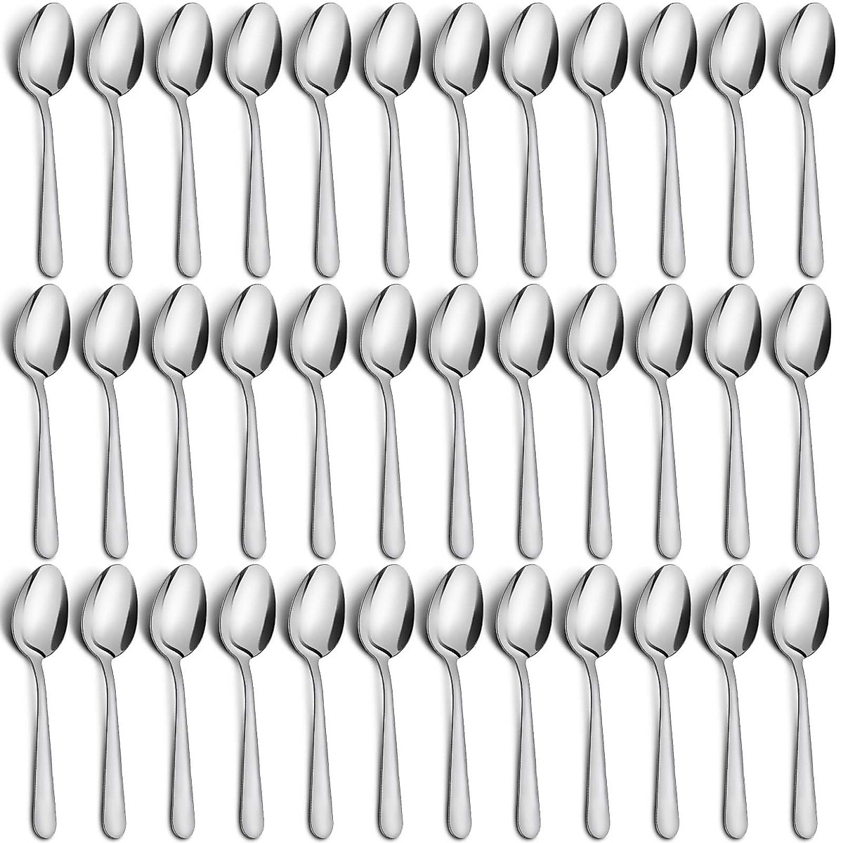 36-Piece Tea Spoons Set, Funnydin 5.9" Stainless Steel Tea Spoons Silverware, Durable Small Spoons, Cost-effective Tea Spoon Set of 36 for Home Kitchen Restaurant - Mirror Polished, Dishwasher Safe