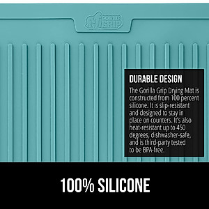 Gorilla Grip Manual Can Opener and Silicone Dish Drying Mat, Can Opener Includes Built-In Bottle Opener, Dish Drying Mat is 13x11 Inch, Both in Turquoise Color, 2 Item Bundle