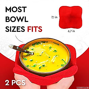 Small Microwave Bowl Huggers - Polyester Bowl Holders For Hot Food Hot Plate Holder Microwave Bowl Cozy Huggers - Heat Resistant Plate Hot Pads Microwave Hand Warmers Reusable Kitchen Gadget liberhaus