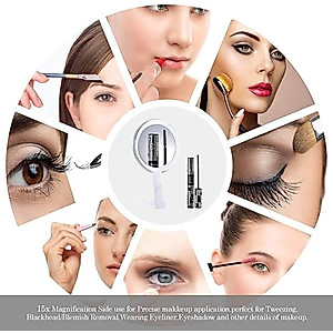 B Beauty Planet Handheld Mirror with Handle Double Sided, 1x/15x Magnifying Hand Mirror for Women, Hand Held Mirror with Adjustable Stand, 6"