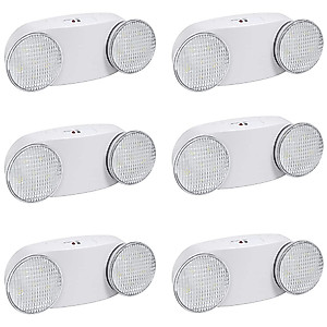 SITISFI Emergency Light with Battery Backup, Commercial Hardwired Exit Lighting Fixtures, Two Adjustable Head LED Emergency Lighting, AC 120-277V, UL Certified (6Pack)