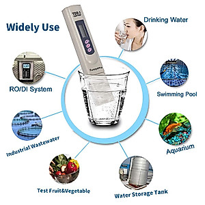 1Pcs TDS-Meter, Digital Pool Salt Tester 1-9990PPM, TDS, EC & Temp Meter 3 in 1,Salinity PPM Tester Meter Resolution Titanium Alloy Conductivity for Water Aquariums TDS-3 Gray with Leather Case