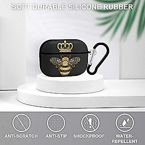 Queen Bee with Crown Airpods Case Cover for Apple AirPods Pro Cute Airpod Case for Boys Girls Silicone Protective Skin Airpods Accessories with Keychain