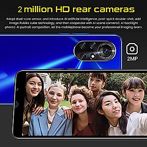 Android Unlocked Cell Phone Dual Sim 6 in Unlocked Phone Face ID + Fingerprint GSM Smartphones Smartphone Gimbal Extension Pole (Blue, One Size)