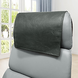 NZDWZDN Headrest Cover for Recliner Chair Recliner Headrest Protector Faux Leather Recliner Headrest Cover Couch Headrest Covers for Furniture Sofa Protector Home Office Chair 17x27In(Dark Grey)