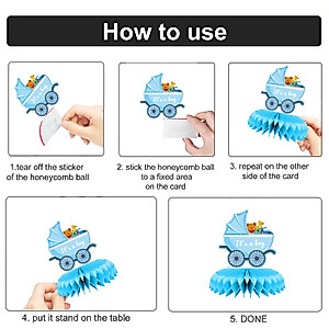 9 Pieces Blue Baby Boy Honeycomb Centerpieces Table Decor, It's a Boy Welcome Newborn Pattern Table Topper Ornaments Signs for Gender Reveal Baby Shower Party Decorations Photo Booth Props