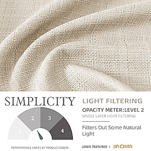 jinchan Beige Kitchen Curtains 36 Inch Linen Textured Tier Curtains Tab Top Cafe Curtains Farmhouse Short Small Window Curtains Light Filtering for Country Rustic Bathroom Laundry Room RV 2 Panels