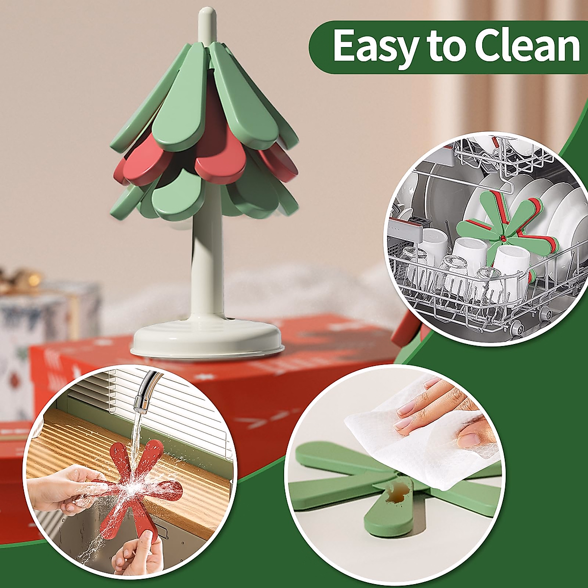 Tree Trivet Set,Silicone Trivets for Hot Dishes/Bowl/Cup/Pots and Pans, Hot Pads for Kitchen Countertops