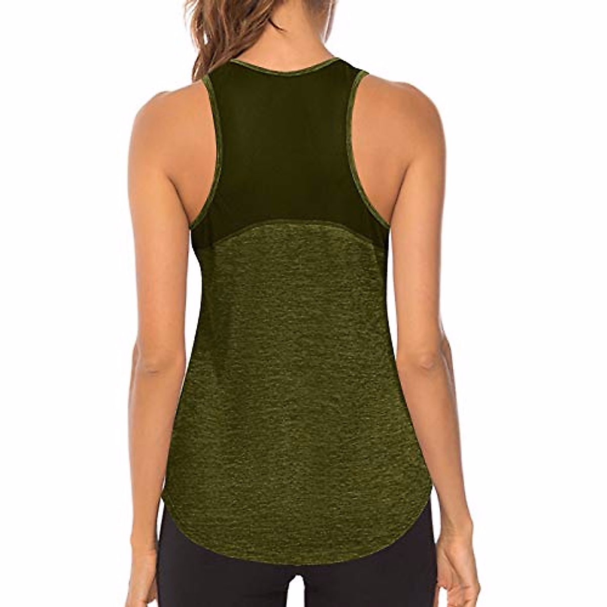 SSDXY Women's Workout Tee Top Mesh-Back Yoga Shirts Racerback Athletic Training Running Tank Tops Gym T-Shirt Blouse