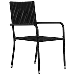 YUHI-HQYD 5 Piece Patio Dining Set,Conversation Furniture,Afternoon Tea Suit,Party Furniture,Perfect for Patio, Garden, Porch,Family Room,Sitting Area,Poly Rattan Black