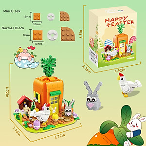 Bestbase Easter Bunny Carrot House Building Blocks Kit - 394 Pcs Easter Toys Easter Eggs Toy Building Sets, Easter Gifts for Kids Easter Basket Stuffers Easter Egg Fillers for Boys/Girls Age 6+