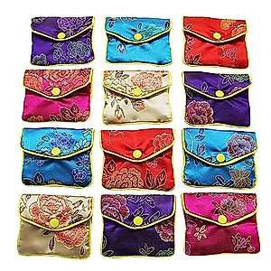 MorTime Jewellery Jewelry Silk Purse Pouch Gift Bags, Multiple Colors, Pack of 12 (Small)