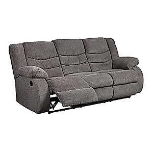 Signature Design by Ashley Tulen Modern Manual Pull Tab Reclining Sofa, Dark Gray