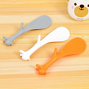 AKOAK 3 Piece Creative Household Kitchen Tools,Lovely Squirrel Shape Standing Spoon Non-stick Rice Spoon Fashion Rice Cooker Dishes Filled Scoop Shovel