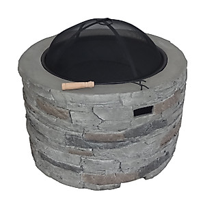 Christopher Knight Home Dione Outdoor 32" Wood Burning Light-Weight Concrete Round Fire Pit, Grey