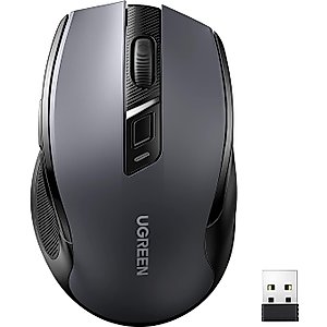 UGREEN Wireless Mouse 2.4G with USB Receiver, 5-Level 4000 DPI 6 Buttons,18 Months Battery Life Cordless Mouse, Ergonomic Computer Mice for Laptop, Computer, PC, MacBook, Chromebook Black