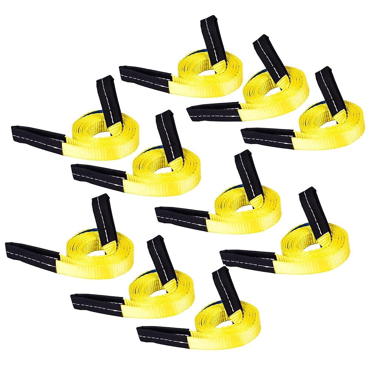 Lifting Slings Straps 8 Foot by 1 inch 1333 lbs Capacity Heavy Duty Lifting Stitching Web Flat Eye to Eye Loop Ends for Rock Tree Saver Lifting Furniture Appliances Machine 10 Pack