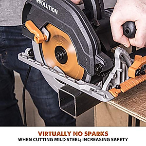 Evolution Power Tools R185CCS 7-1/4" TCT Multi-Material Cutting Circular Saw, 7-1/4", Orange