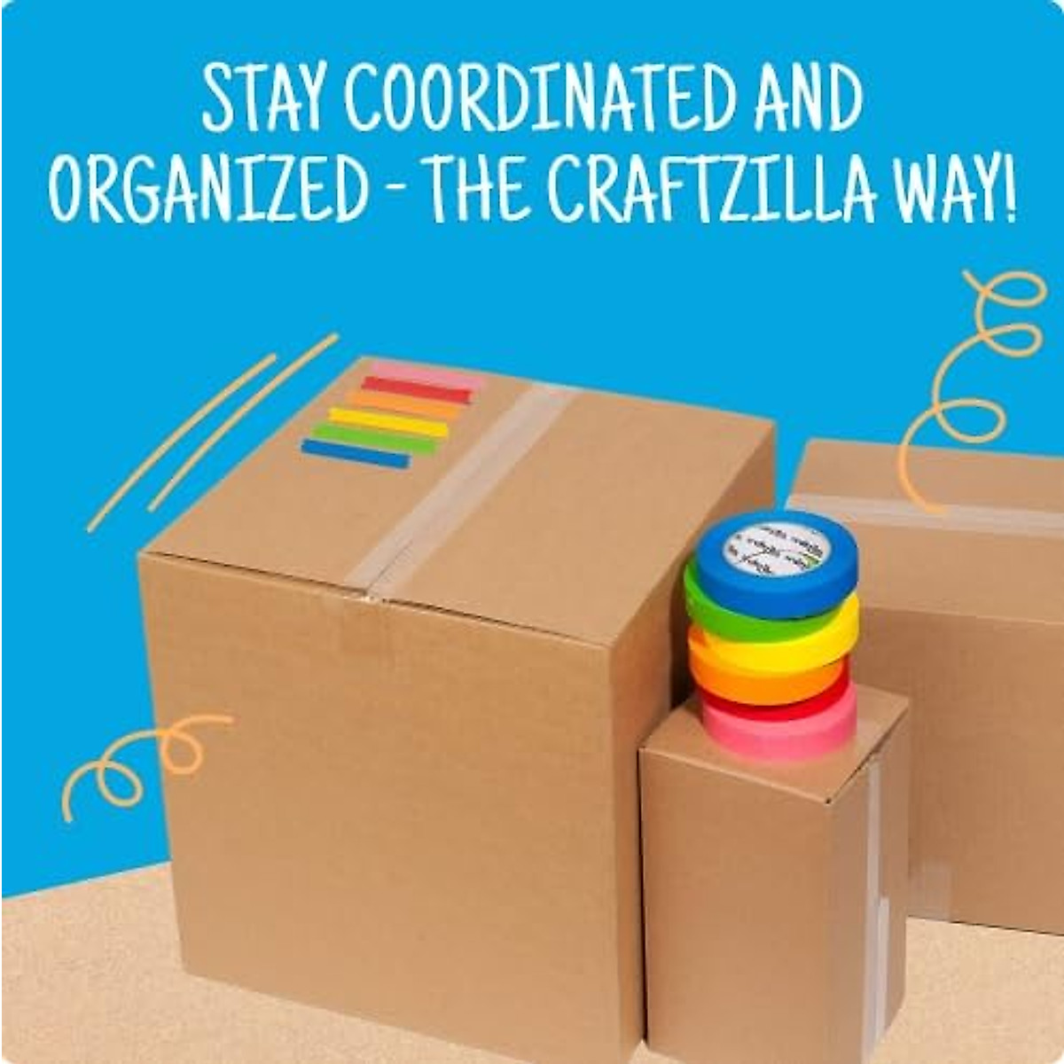 Craftzilla Colored Masking Tape – 11 Roll Multi Pack – 825 Feet x 1 Inch of Colorful Craft Tape – Vibrant Rainbow Colored Painters Tape – Great for Arts & Crafts, Labeling and Color-Coding