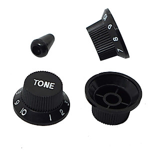 ShareGoo Guitar 3 Single Coil Pickup Cover 2 Tone Knobs 1 Volume Knobs Switch tip,Black