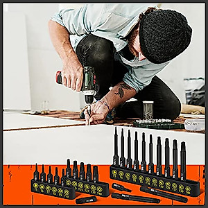 HORUSDY 24-Piece Tamper Resistant Star Bits, S2 Alloy Steel, 1" and 2.3" Long T5 - T40 Security Torx Bit Set.