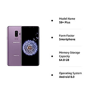 Samsung Galaxy S9+ Plus (64GB, 6GB RAM) 6.2" Display, IP68 Water Resistance GSM Unlocked G965U (64 GB, Lilac Purple)
