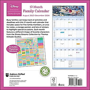 Disney Dreams Collection by Thomas Kinkade Studios: 17-Month 2023-2024 Family Wa