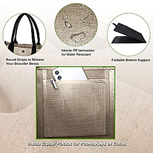 BeeGreen Personalized Tote Bag for Women w Magnetic Buckle Birthday Gifts w Bottom Support Initail Jute Tote Bag w Inner Zipper Pocket Embroidery Monogram Tote Bag for Women Mom Mother C