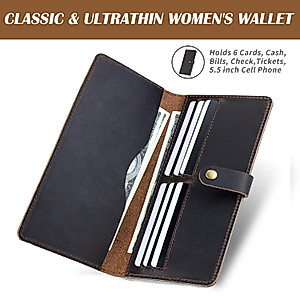 Wallets for Women Leather Card Organizer Ladies Slim Wallet Purse (Coffee)