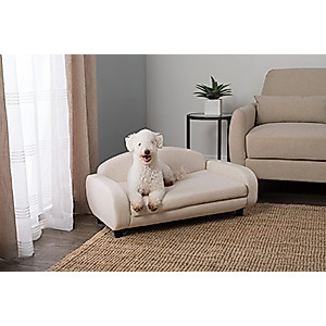 Paws & Purrs Modern Pet Sofa 31.5" Wide Low Back Lounging Bed with Removable Mattress Cover in Espresso/Oatmeal