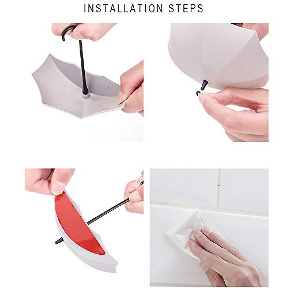 3 Pcs/Set Umbrella Design Self-Adhesive Kitchen Hooks, Multipurpose Creative Hanger Wall Decor Hooks(1)