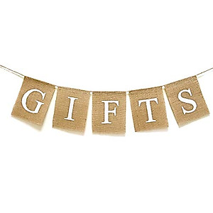 Honbay Gifts Sign Gifts Bunting Banner Vintage Burlap Banner for Wedding Party, Bridal Shower, Baby Shower, Bachelorette Party, Birthday Party,etc (White)