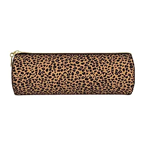 Leopard Pencil Case Pen Pouch Cylinder Small Carrying Box for Adult With Smooth Zipper Simple Durable Lightweight for Office Organizer Storage Bag