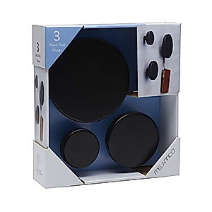 MELANNCO Round MDF Wall Hook, Set of 3, Black