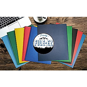 FILE-EZ Two-Pocket Folders, Black, 25-Pack, Textured Paper, Letter Size (EZ-32505)