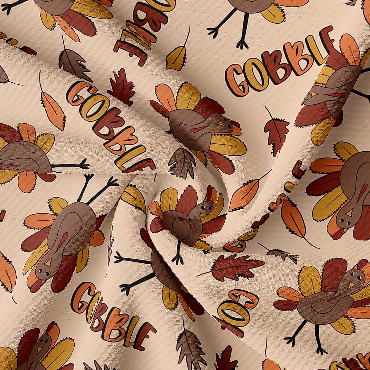 Thanksgiving Turkey Gobble Fall Autumn Bullet Textured Fabric by The Yard Stretch Liverpool - 1 Yard Fabric for Bows Clothes Sewing (AA1942)