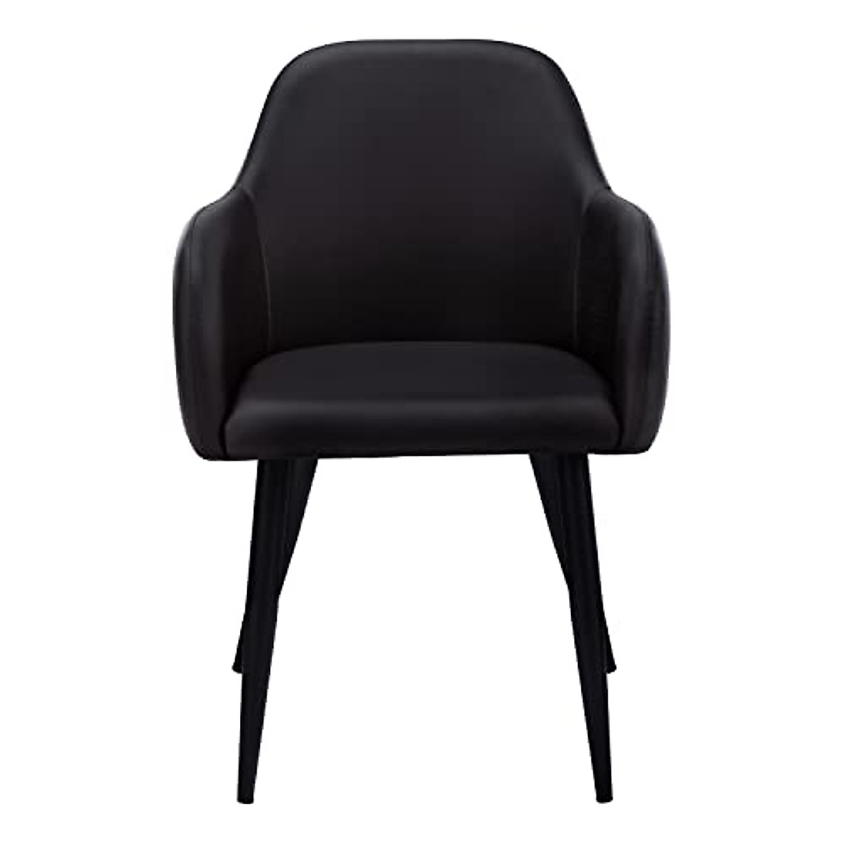 Monarch Specialties 1193, Set of 2, Side, Upholstered, Kitchen, Room, Pu Leather Look, Metal, Contemporary, Modern Dining Chair, 17.5" L x 23.5" W x 33" H, Black| Black Legs