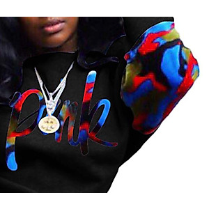 Sexyshine Women's Casual 2 Piece Camo Pink Letter Print Outfits Pullover Sweatshirt Tops and Long Pants Tracksuits Set Plus Size(9759BL,M)